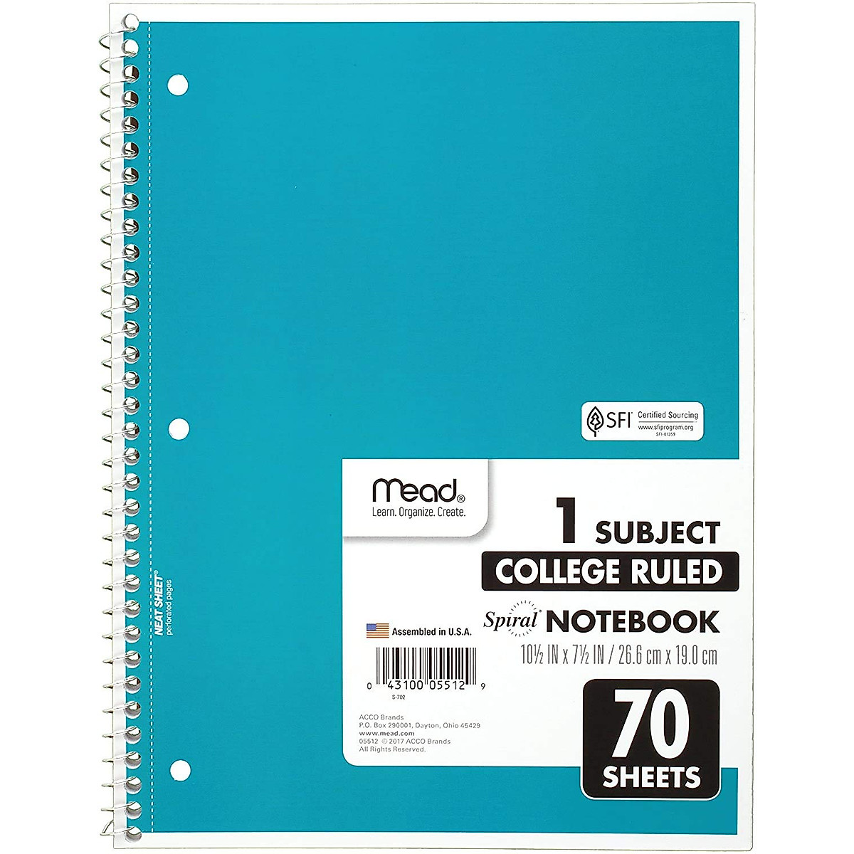 Mead Spiral Notebooks, 1 Subject, College Ruled, 70 Sheets, 24 Pack (73705)
