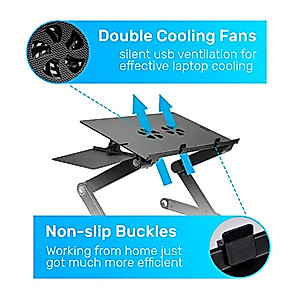 Desk York Portable Laptop Table for Couch, Computer Lap Desk, Laptop Holder for Bed and Sofa, Adjustable Laptop Desk w/ Cooling Fan, Gift for Wife, Husband, College Students
