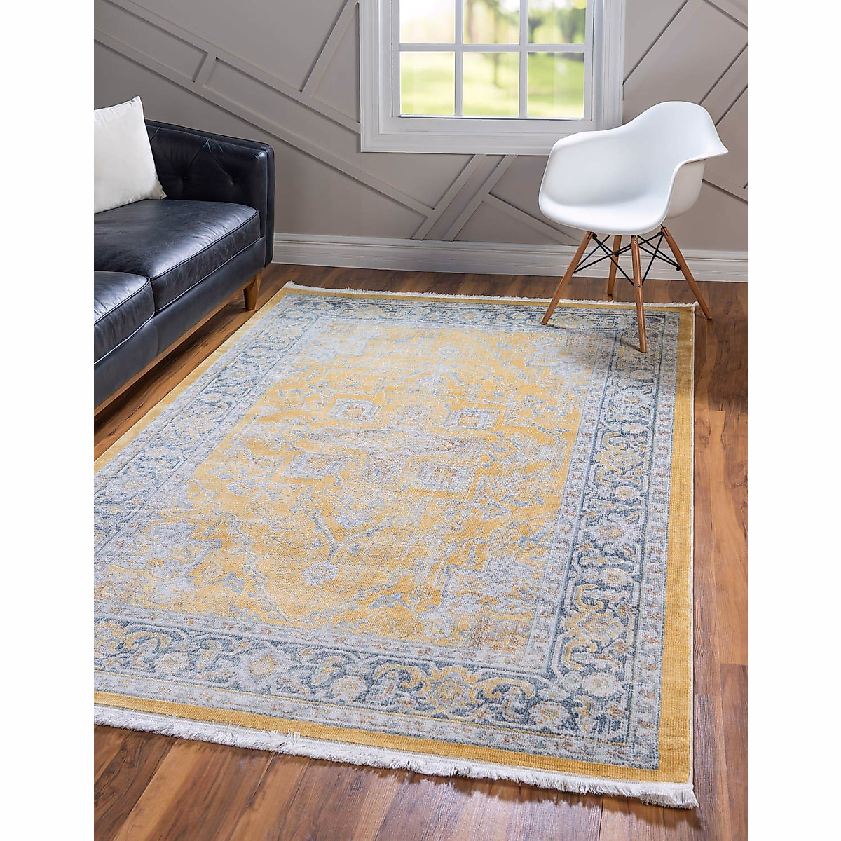 Unique Loom Baracoa Collection Area Rug - Prado (8' 4" x 10' Rectangle, Yellow/ Ivory)