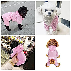3 Pack Dog Hoodie, Pet Jumpsuit Fleece Sweatshirt with Buttons, Dog Clothes, Dog Cold Weather Coats, Winter Warm Cotton Puppy Hoodie 4 Legs Dog Clothes for Small Medium Dogs Boy Girl Black Grey Pink