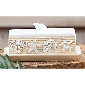 Ivory Shells Ceramic Butter Dish