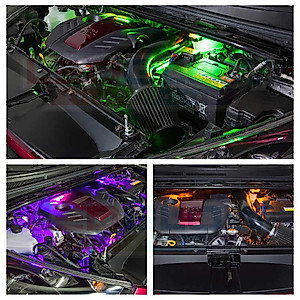 LEDGlow 6pc Million Color LED Engine Bay Under Hood Lighting Kit - 15 Solid Colors - 9 Patterns - 6" Multi-Color Flexible Tubes - Includes Control Box & Wireless Remote