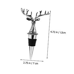 Gogogmee 1 Pc Deer Head Wine Bottle Stopper Wine Saver Pump Antler Shape Bottle Cap Holiday Wine Christmas Wine Stoppers Wine Bottle Pump Stopper Stocking Stuffers Metal Alloy Animal