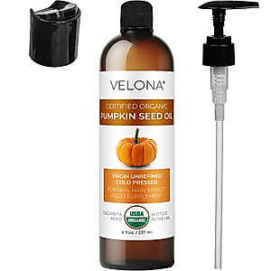 velona Pumpkin Seed Oil USDA Certified Organic - 8 fl oz | 100% Pure and Natural Carrier Oil | Unrefined, Cold Pressed