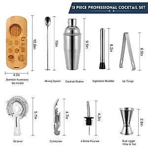 Cocktail Shaker Bar Mixer Set-Professional Bartender Premium Stainless Steel 25oz. Perfect For Homemade Party Drinks with Your Favourite Liquor Mixes. This 12 Piece Kit Has All The Essentials You Need