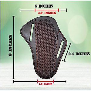 Hercules Knives Custom Leather Sheath Slanted Pancake Tooled Leather Sheath/Camping Knife Sheath/Hunting Knife Sheath 100% Real Laether Cover/Both Side Carry Design