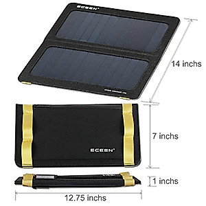 Solar Phone Charger for iPhone, ECEEN 13W Portable Solar Charger with Kickstand for iPhones, Smartphones, Tablets, GPS Units, Speakers, Gopro Cameras, and Other Devices Camping Gadgets Emergency Kit