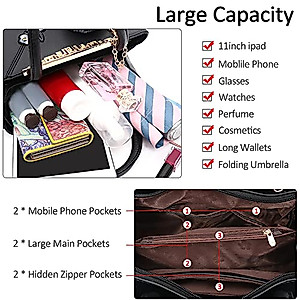 VARLIVOO Women Top-Handle Bag Flower Pattern Shoulder Bag Pom Pom Decoration Ladies Tote Bag Messenger Bag Travel Waterproof PU Leather