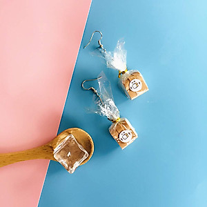 Mountainer Creative Handmade Mini Simulation Food Toast Dangle Earrings for Women Cute Bread Drop Earrings Funny Jewelry Gift