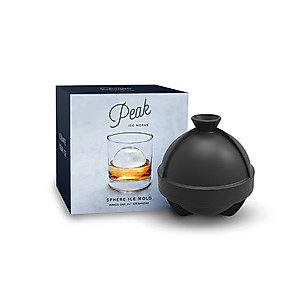 W&P Peak Silicone Single Sphere Ice Mold w/ Cover | Charcoal | Easy to Remove | Round Cocktail Whiskey Drink Ice Maker | Food Grade Premium Silicone | Dishwasher Safe, BPA Free