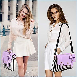 MATEIN 17 inch laptop bag for women, Large Computer Sleeve Case Briefcase with RFID Pocket & Bow, Cute Lightweight Messenger Carrying Shoulder Tote Office Bag for Nurse Teacher College Work, Purple
