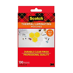 Scotch Thermal Laminating Pouches, 5 Mil Thick for Extra Protection, 4.3 Inches x 6.3 Inches, 100 Pouches (TP5900-100)