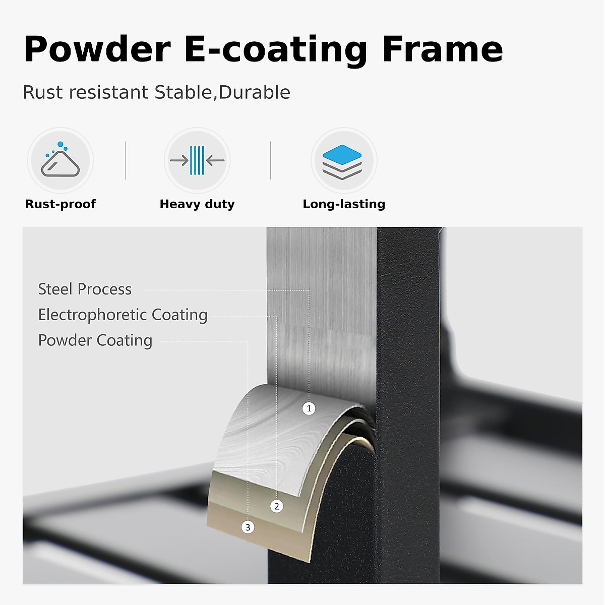 PHI VILLA 37" Patio Dining Table Square Backyard Bistro Table Outdoor Furniture Garden Table, Imitation of Wooden Surface Top, 1.57” Umbrella Hole(Dark-Brown)