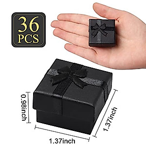 Zsxdc 36 Pieces Jewelry Black Ring Gift Box with Foam Ring Earrings Pendant Box Holder Black for Anniversaries, Weddings, Birthdays,Christmas