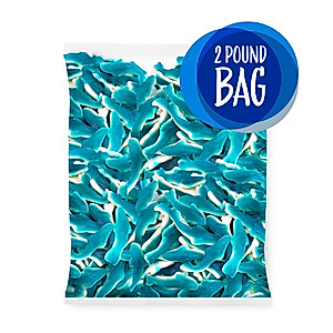 Blue Sharks Gummy Candy, Blue Raspberry Flavor, 2-Pound Bag