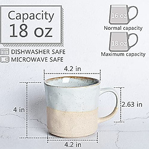 Bosmarlin Large Ceramic Coffee Mug, Blue Big Tea Cup for Office and Home, 18 Oz, Dishwasher and Microwave Safe, 1 PCS (Light blue, 1)