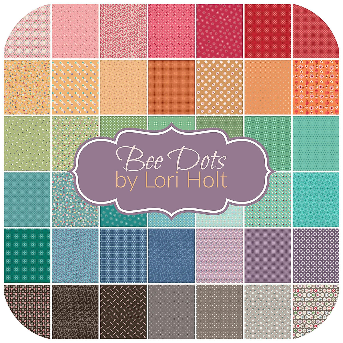 Bee Dots Fat Quarter Bundle (49 Pieces) by Lori Holt for Riley Blake 18 x 21 inches (45.72 cm x 53.34 cm) Fabric cuts DIY Quilt Fabric