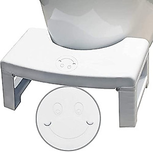 Toilet Stool Foldable Poop Stool Adult Bathroom Stool Toilet Step Poop Foot Stool with Scented Bead Box Folding Squat for Toddler and Adult Bathroom Stool 7-inch Height Toilet Assistance Steps White