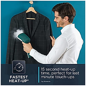 Rowenta X-Cel Handheld Steamer for Clothes 15 Second Heatup, 2.4 Ounce Capacity 1150 Watts Portable, Ironing, Fabric Steamer, Garment Steamer, Vacation Essentials, Travel Must Have DR6131,Green