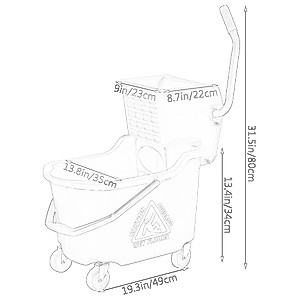 Side Press Wringer Combo Commercial Mop Bucket on Wheels, 33 Quart (Blue)