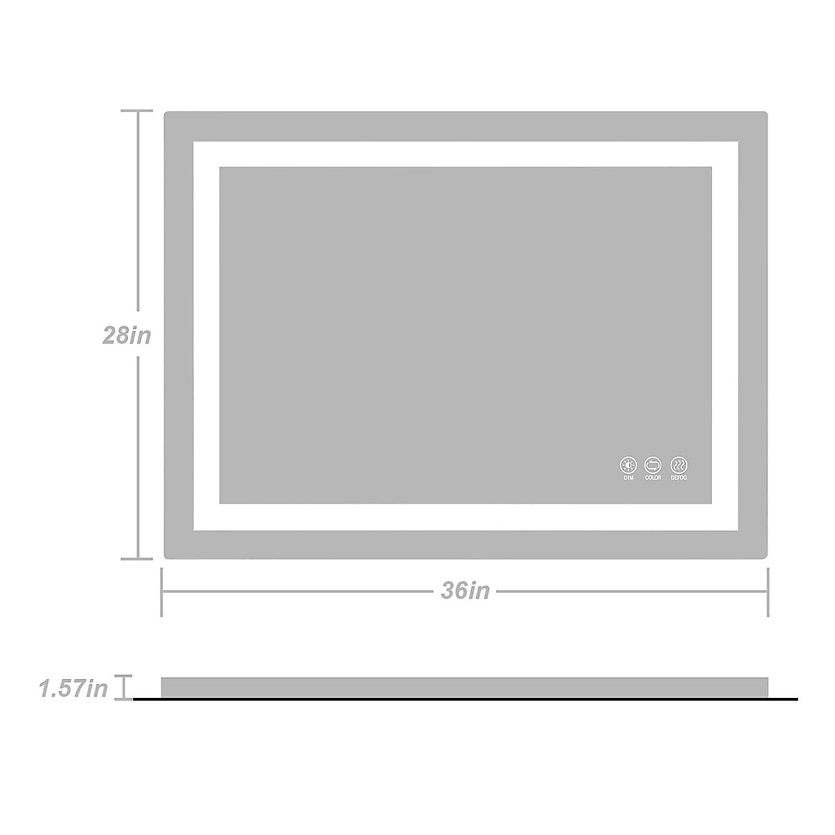 TATU LED Bathroom Mirror,36x28 Inch Bathroom Vanity Mirror Wall Mounted with 3000K-6000K Adjustable, Anti-Fog, Smart Touch Button, Stepless Dimmable Lighted Makeup Mirror, Horizontal/Vertical
