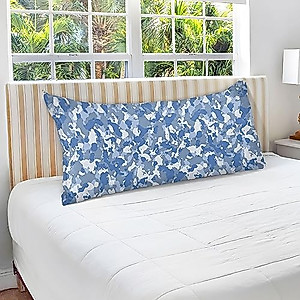 Blue Navy Camo Pillow Cases King Size Breathable Skin-Friendly Velvet Pillow Covers Soft Cozy Pillowcase for Bed Bedroom Sofa Couch Home Decor