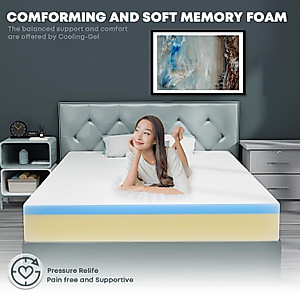 WYGMAV King Mattress 10 Inch Gel Memory Foam Mattress, Gel Infused Bed Mattress for Comfort and Pressure Relief with Washable and Removable Zipper Cover, Bed-in-a-Box, Medium Firm, White