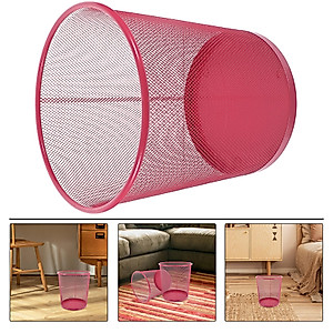 MAGICLULU Mesh Waste Basket Round Trash Can Open Top Wastebasket Recycling Bins Garbage Waste Basket for Home Office Workspace Red