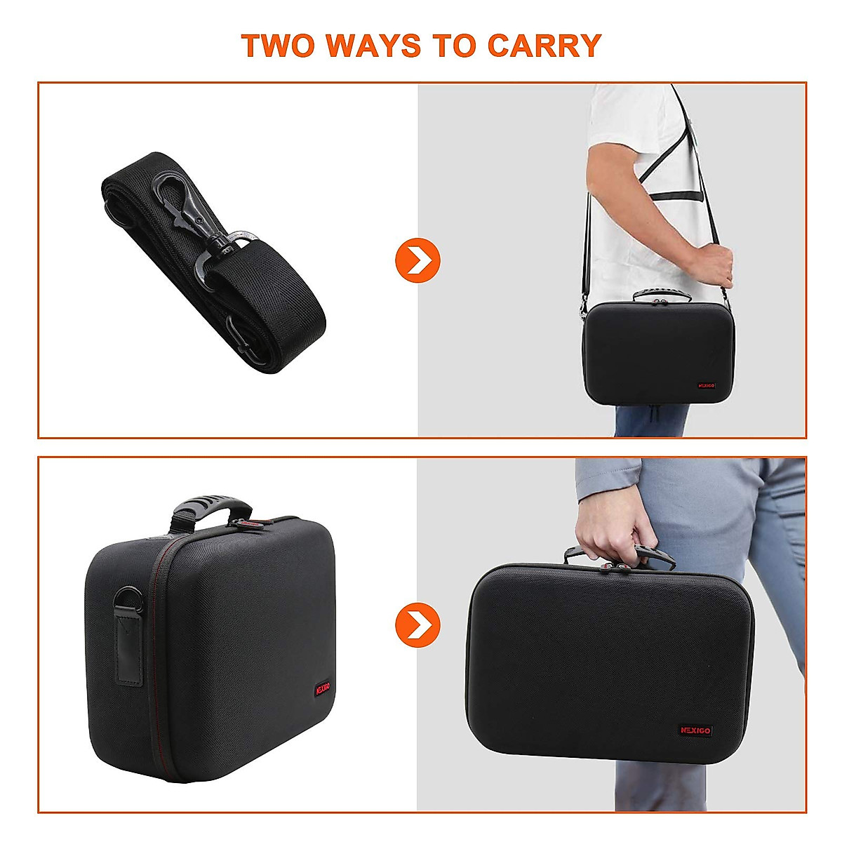 NexiGo Hard Carrying Case for Oculus Quest 2 and 3 with Elite Strap, All-in-one, Lightweight, VR Gaming Headsets and Controllers Accessories, Hard Protective Travel Case with Shoulder Strap (Black)