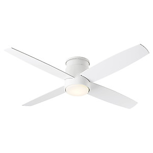 LUZAIRE DESIGN Oxygen 3-102-6 | Oslo 52" Four Blade Hugger I Modern Ceiling Fan – White | Three Speed Reversible Motor With Optional Remote Control | Damp-Rated (52 Inch, White)