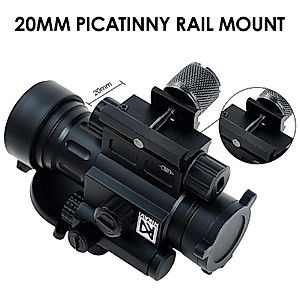 Airsoft Rifle Scope Tactical Compact, Red/Green DOT Sight, Scope with Integrated Green Laser for Rifles, with Picatinny Cantilever PEPR Mount, Side Red Green Dot and Green Aiming Laser Sight