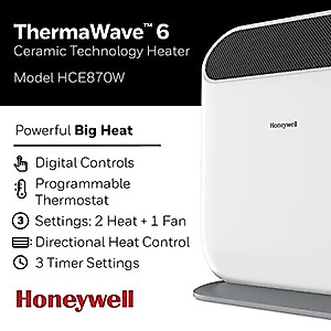 Honeywell ThermaWave 6 Ceramic Technology Space Heater, White – Ceramic Heater with Programmable Thermostat