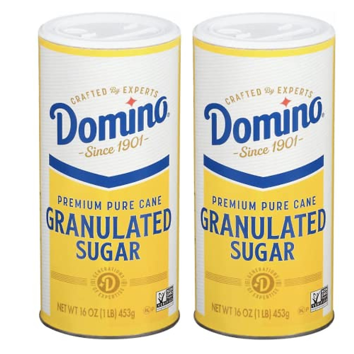 Domino Premium Pure Cane Granulated Sugar with Easy Pour Recloseable Top, 16 Ounce (Pack of 2)