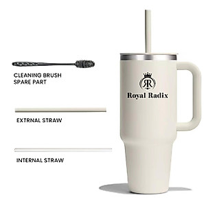 Royal Radix 40oz Insulated Tumbler with Handle & Straw, Stainless Steel Travel Mug, Leak-Proof, Hot & Cold Beverage Cup, BPA-Free, Dishwasher Safe, for Coffee & Water