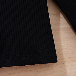 fhutpw Baby Toddler Girl Outfits Fall Winter Clothes Turtleneck Knitted Cotton Long Sleeves Tops & Button Mini Skirts Set