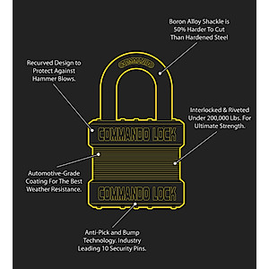 Commando Lock | Blackout Laminated Steel Padlock | Military-Grade | Gun Case Locks (2 Pack)