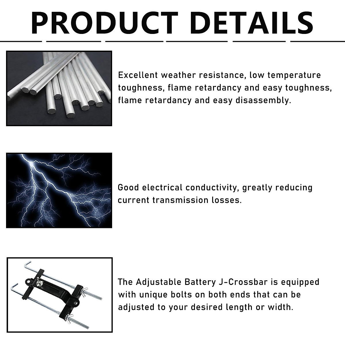 Kewucn Adjustable Battery Hold Down, Car Battery Tie Down Holder Kit, Universal Battery Crossbar with Stainless J Bolt, Automobile Battery Fixing Accessories for Cars, SUV, RV (11 inch bolts)