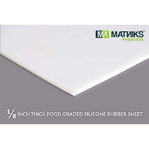 MATNIKS Food Grade Silicone Rubber Sheet 12x12-inch by 1/8 White - Duro Shore A65 High Temperature Heavy Duty for Gaskets DIY Food Covers Lids Sealing Material Supports Microwave Oven Protection