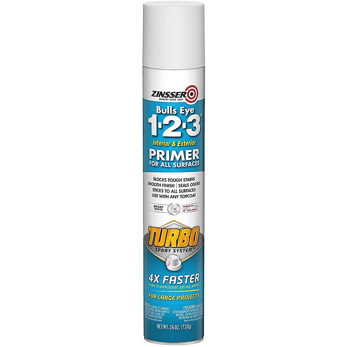Zinsser 343746 Bulls Eye 1-2-3 Turbo Primer Spray, 26 oz, White