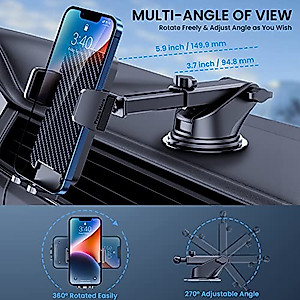 Phone Mount for Car Phone Holder Mount [Military-Grade Suction] Cell Phone Car Holder Universal Phone Stand for Car Dashboard Windshield Cell Phone Automobile Cradles Fit iPhone Android Smartphone