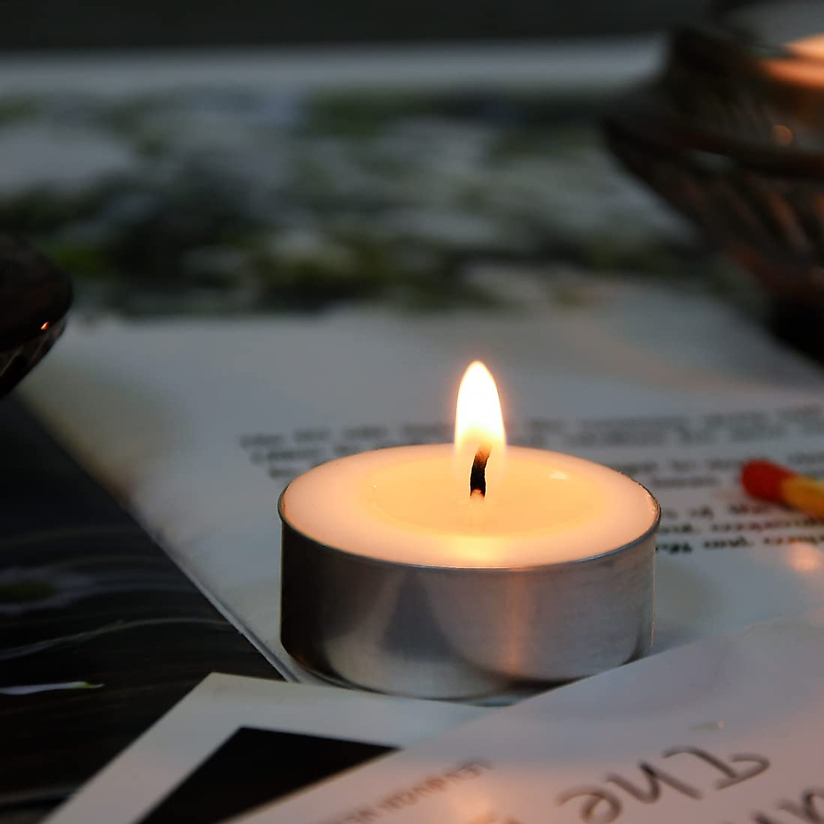 DEYBBY Natural Soy Wax Tealight Candles Bulk,100 Pack UnScented Tea Candle Set - 4 Hours Burning for Each