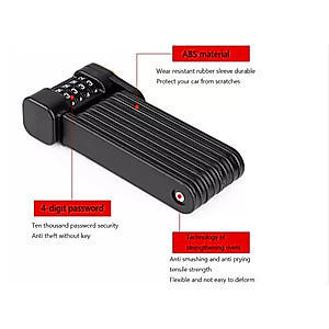 Bicycle Lock, Bicycle Folding Lock, Bicycle Combination Lock, high Security, can Include Stand, Made of Hardened Steel, Length 85 cm, Suitable for Most Bicycles and e-Scooter Locks