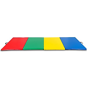 MAT EXPERT 4'x10'x2" Gymnastics Mat Thick Folding For Tumbling Exercise Gym Fitness Mat with Hook & Loop Fasteners (Multicolor)