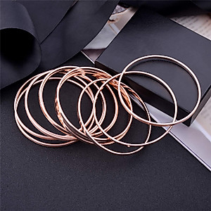 Nicole Miller New York Multi-bangle Set of 12 Plain Matte Glossy Bangle Bracelets (Rose Gold)