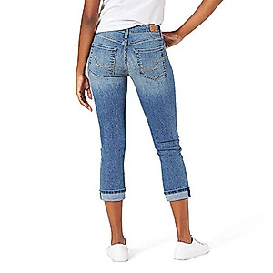 Signature by Levi Strauss & Co. Gold Women's Mid-Rise Slim Fit Capris (Standard and Plus), Blue Ice-Waterless, 10
