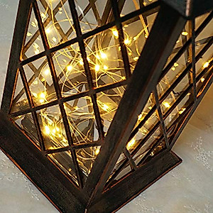 Solar Lantern Outdoor, Hanging Solar Light with 30 LED Fairy String Lights and Handle, Waterproof Decorative Landscape Lamp for Table Garden Patio Yard (Yellow)