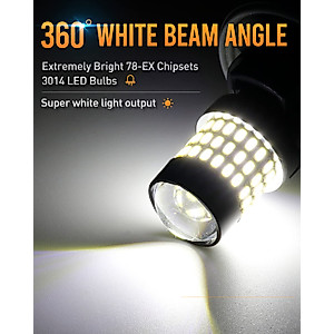 LUYED 3157 LED Bulb Turn Signal Light 1800 Lumens Super Bright 3056 3156 3057 3057K 3157 4157 LED Bulbs with Projector for Tail Lights Backup Reverse Lights,Xenon White,Pack of 2