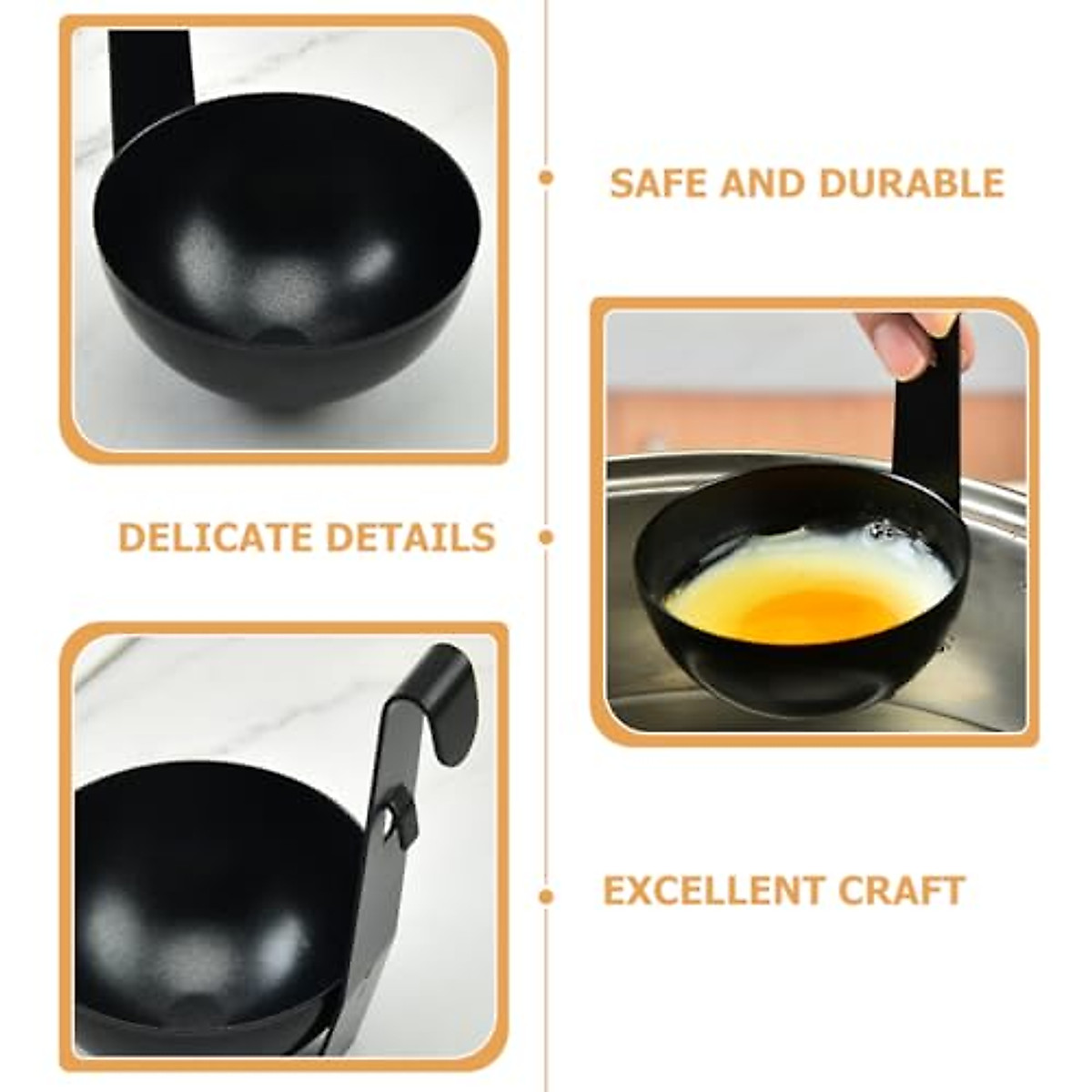GRIRIW 3pcs Stainless Steel Egg Cooker Egg Poacher Egg Poaching Egg Shaper for Frying Pan Breakfast Griddle Egg Holder for Boiled Eggs Egg Maker Machine Egg Boiler for Eggs Egg Cup Black