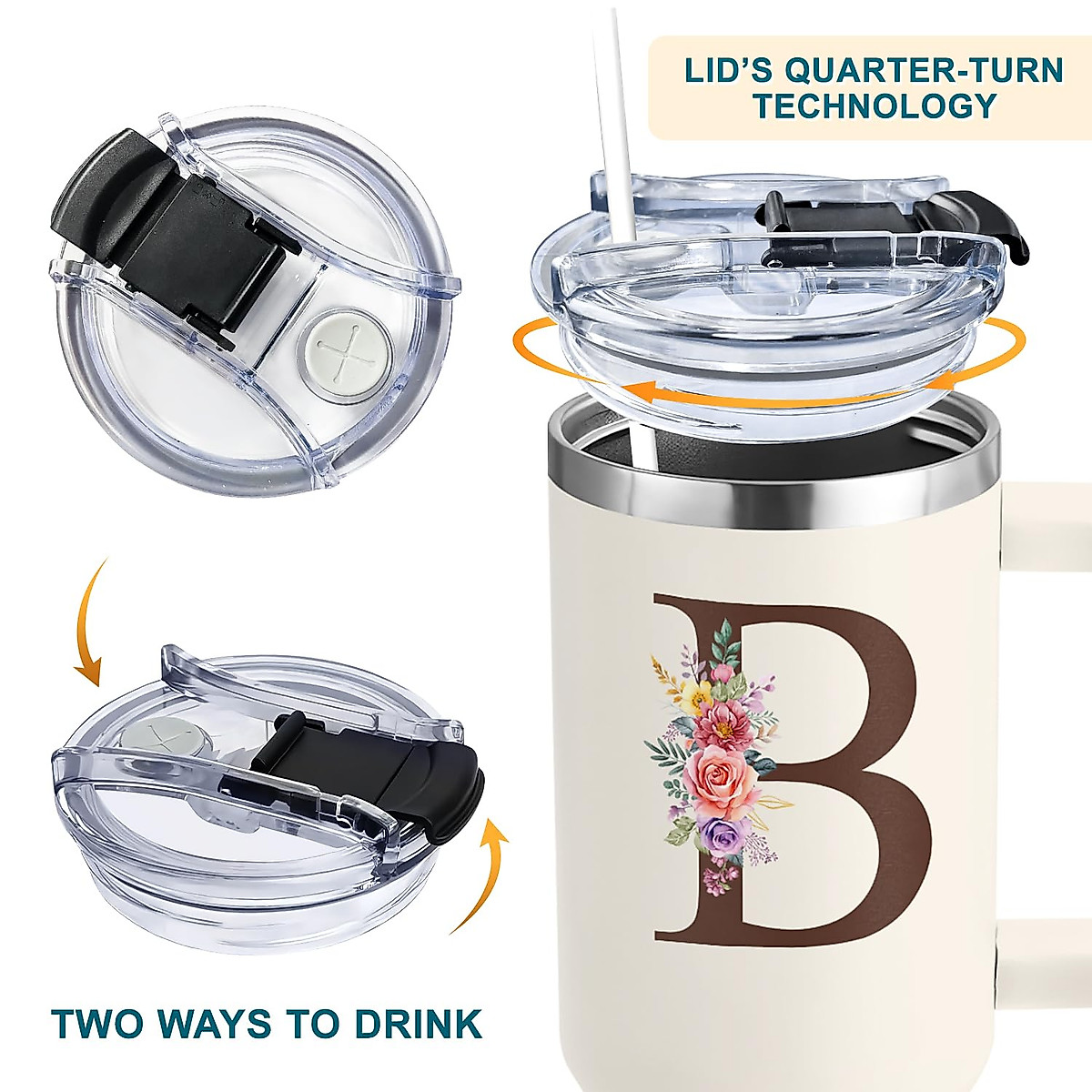 Personalized Gifts For Women - Personalized Gifts For Birthday, Christmas - Monogrammed Gifts Customized Gifts For Woman, Mom, Wife, Best Friend, Sister, Coworkers - Custom Tumbler With Handle 40oz