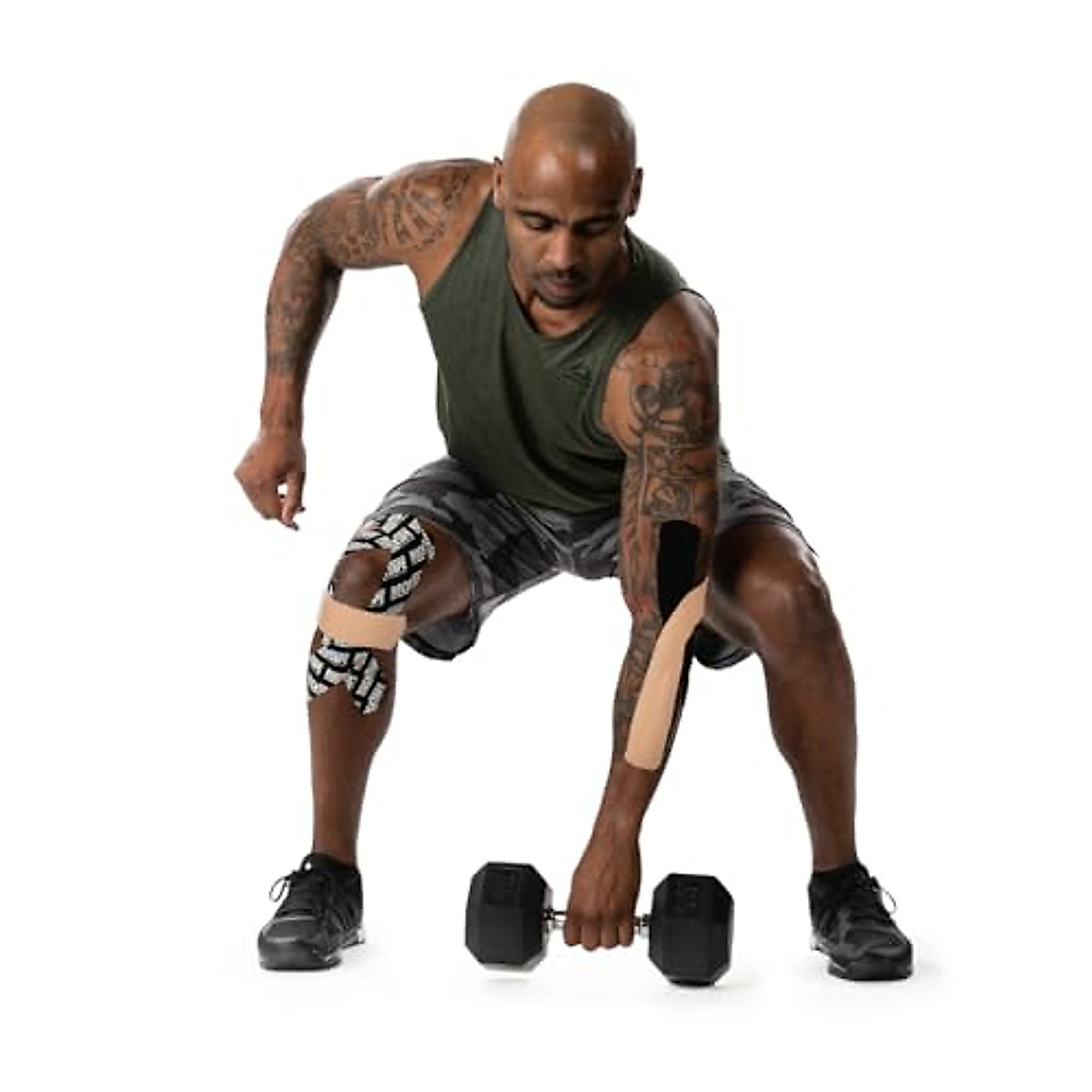 RockTape Original 2-Inch Water-Resistant Kinesiology Tape, 20 Pre-Cut Strips, Beige